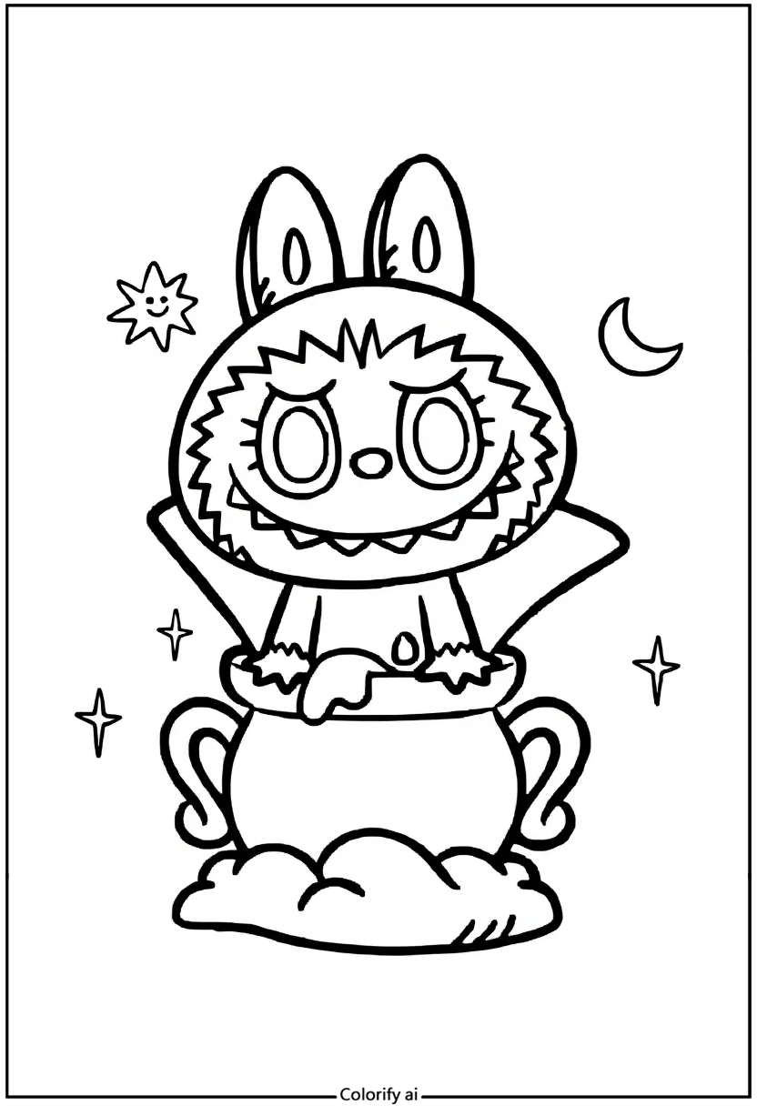 labubu sitting coloring pages