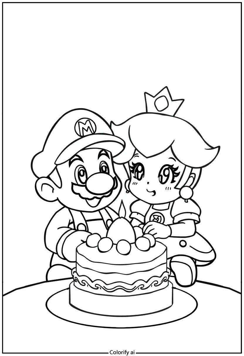 princess peach birthday coloring page