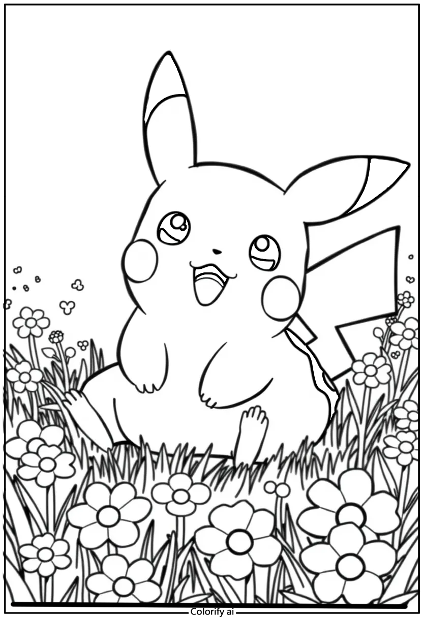 pikachu eating coloring pages