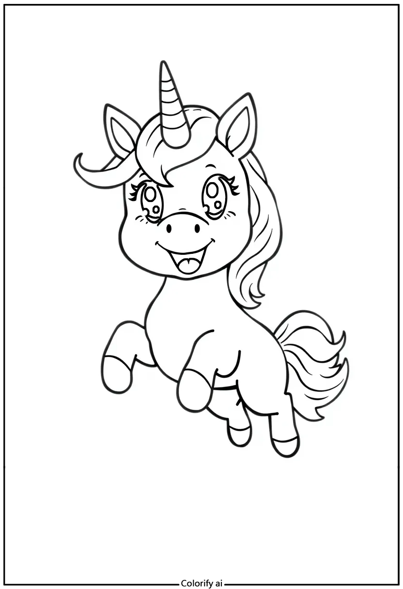 jumping unicorn coloring pages